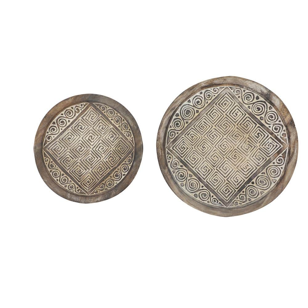 Litton Lane "Scroll and Linear Tribal Patterns" Framed Wooden Wall Art ...