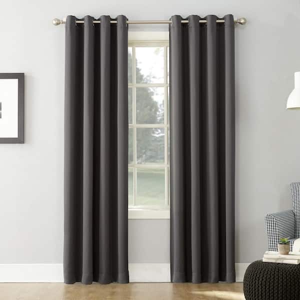 Sun Zero Saxon Energy Saving Charcoal Gray Polyester 54 in. W x 95 in ...