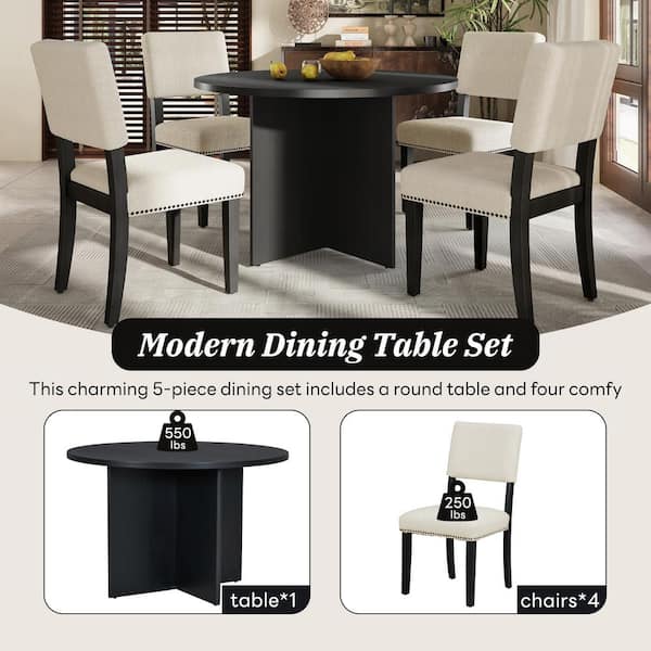 Round dining table with comfy chairs store