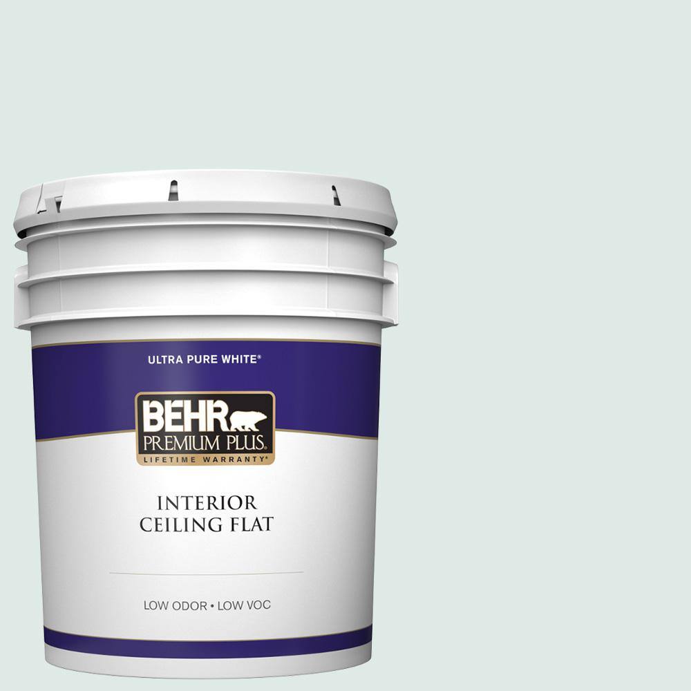 BEHR PREMIUM PLUS 5 gal. #BL-W01 Calm Ceiling Flat Interior Paint 55805 ...