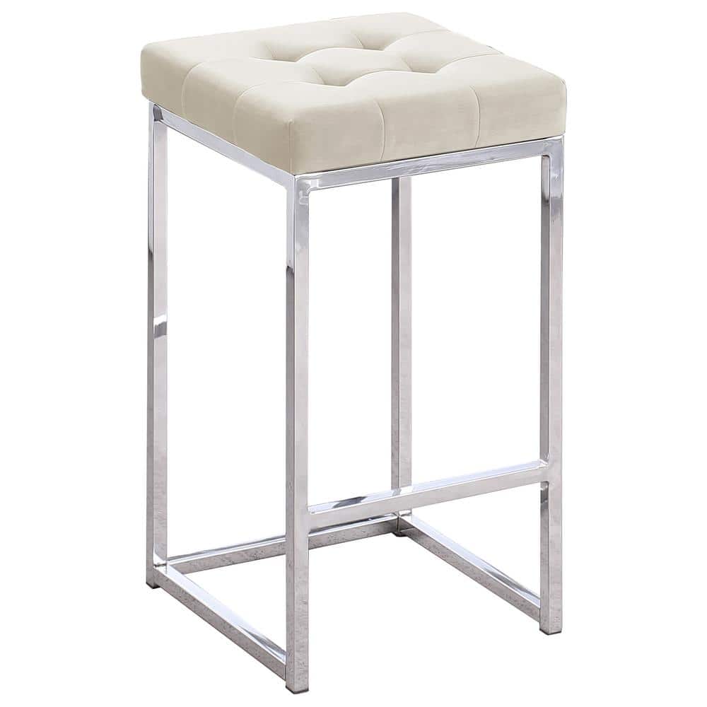 Best Master Furniture Jersey 26.5 in. H Cream Velvet Counter Height ...