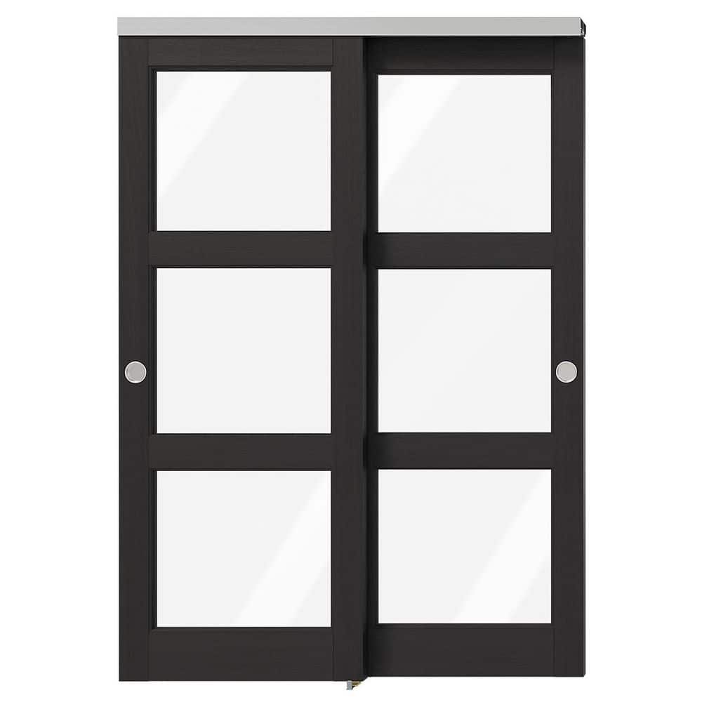 TENONER 60 in. x 80 in. Black, Solid Core, MDF, PVC Covering Double 3 ...