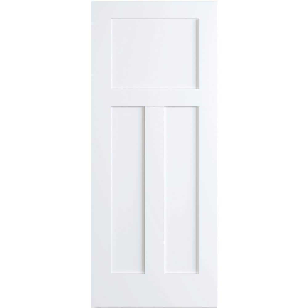 Kimberly Bay 30 in. x 80 in. White 1+2 Panel Shaker Solid Core Pine ...