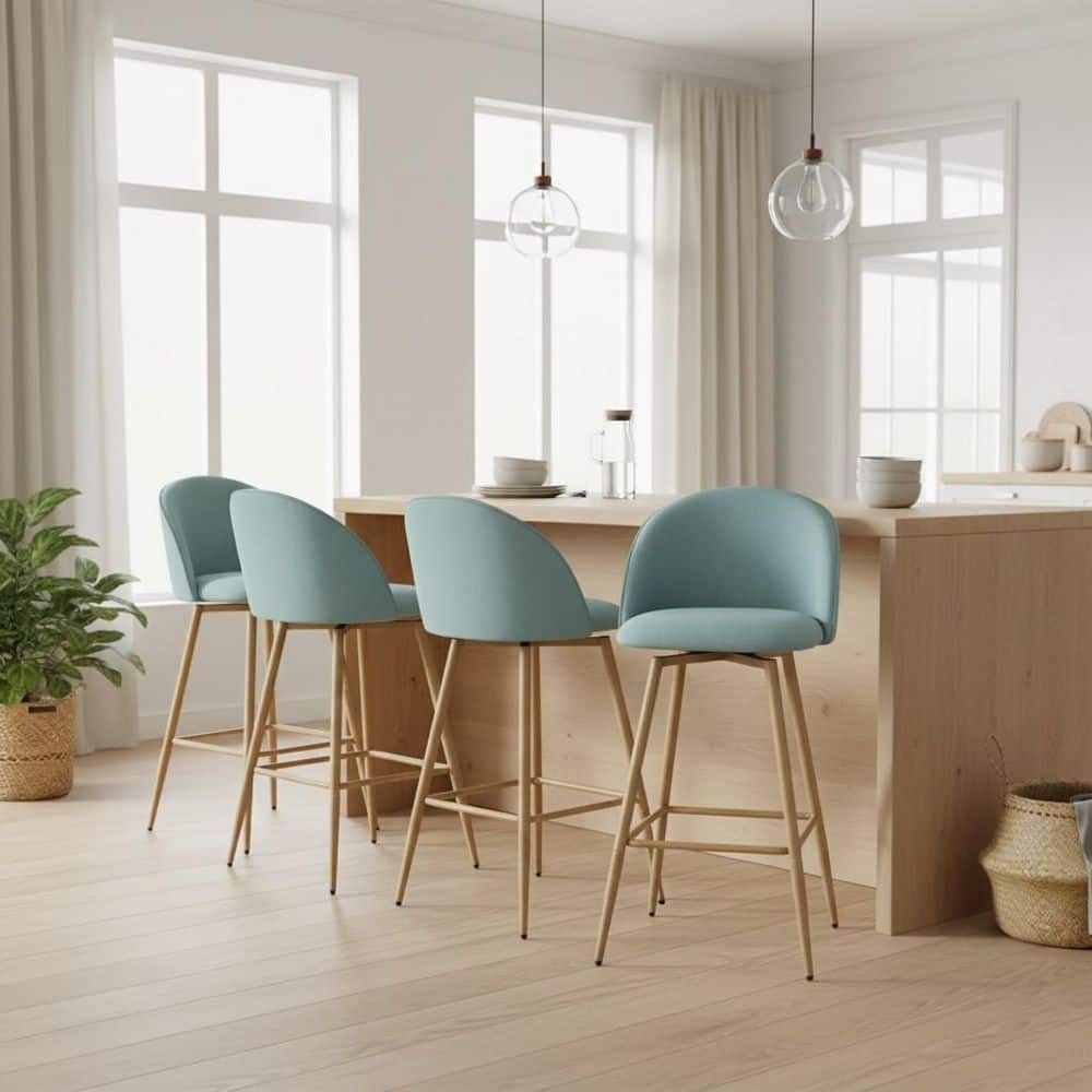 Homy Casa Haseeb 26 in. Modern Swivel Upholstered Counter Height Bar ...