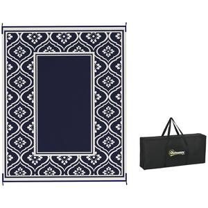 Outsunny Black and White Rhombus Patchwork 9 ft. x 18 ft.Waterproof ...