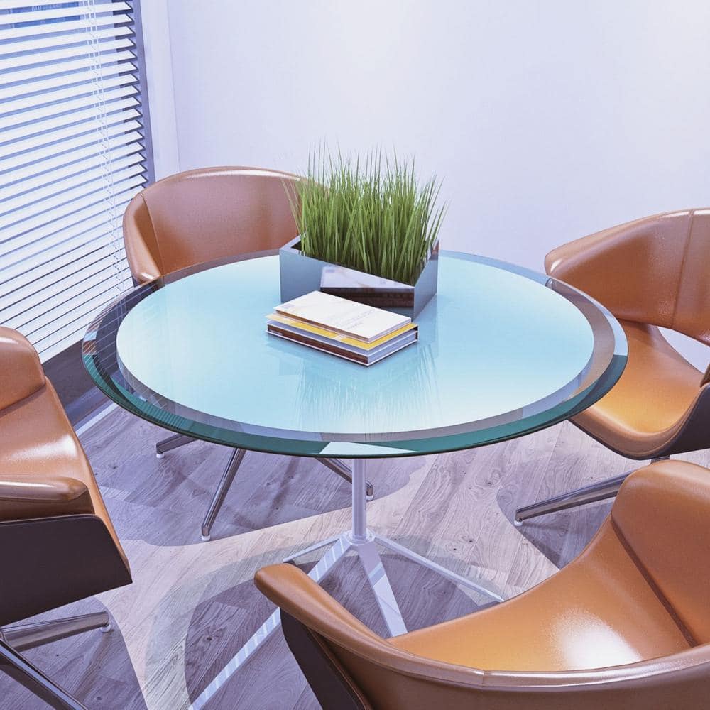 Angel Sar 28 in. Round 0.47 in. Thick Tempered Glass Table Top with ...