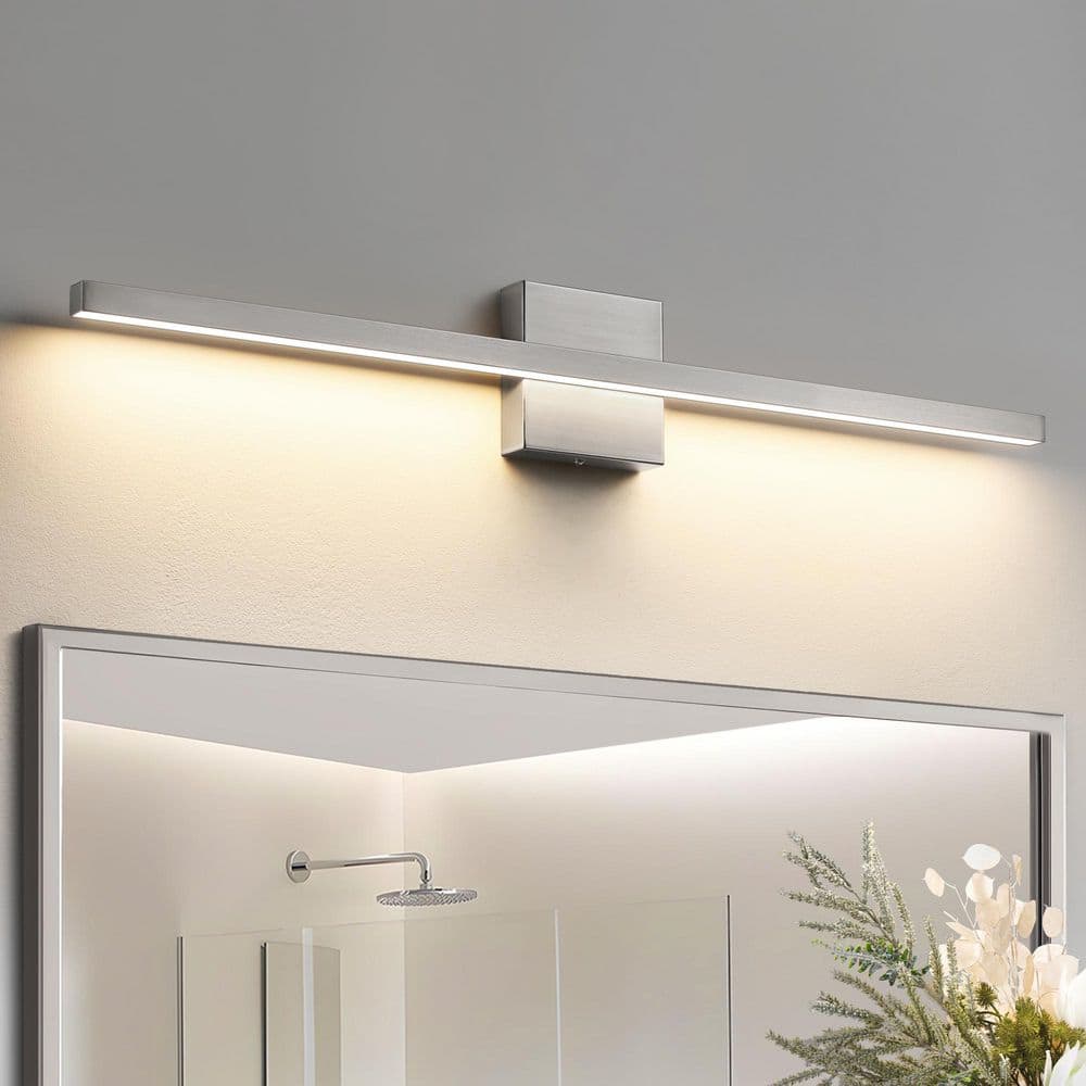 KAISITE 32 in. 1-Light Brushed Nickel LED Vanity Light Bar Dimmable ...