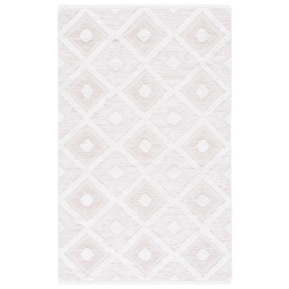 SAFAVIEH Augustine Beige/Ivory 3 ft. x 5 ft. Multi-Diamond Striped Area ...