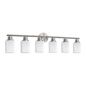 Jushua 36.8 in. 6-Light Bathroom Vanity Light Fixture-Brushed Nickel ...