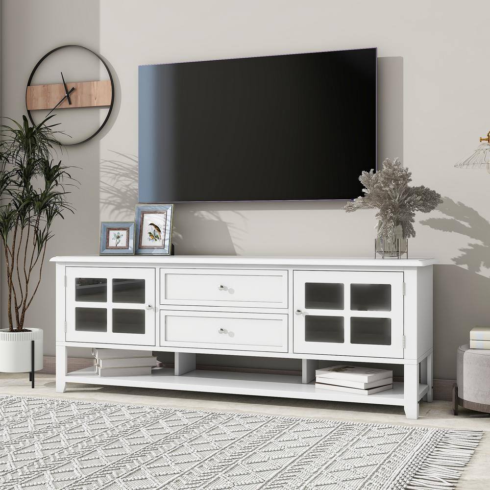 Harper & Bright Designs White TV Stand Fits TVs up to 60 in. with TV ...