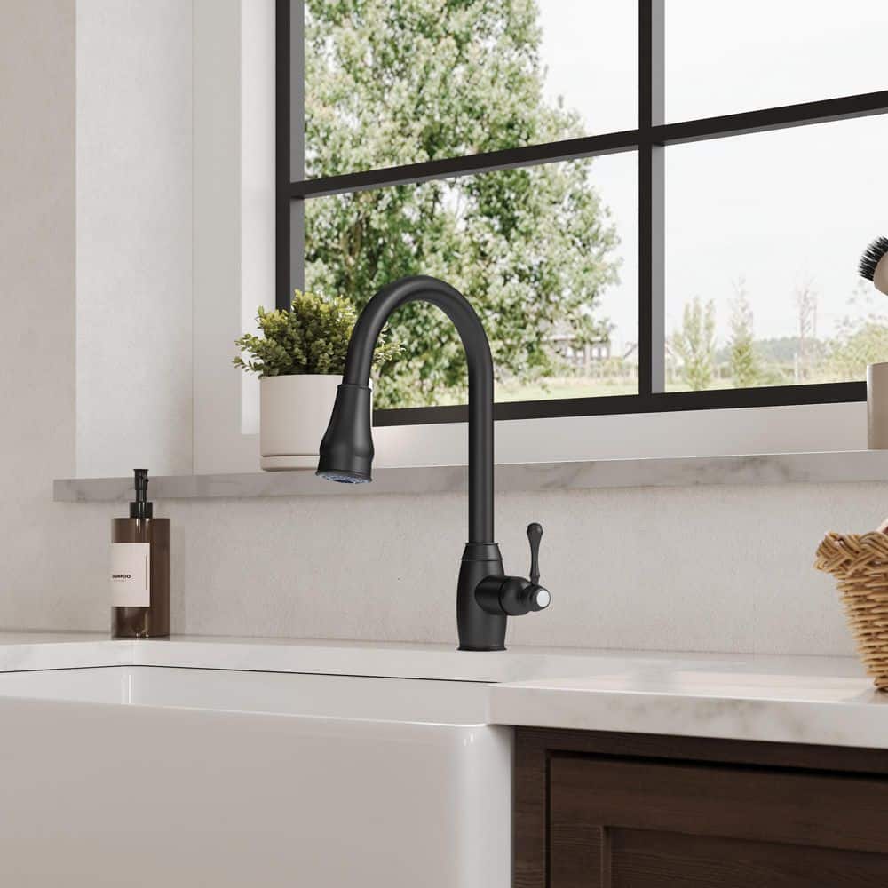 GRANDJOY 16 in. H Stainless Steel Pull Down Sprayer Kitchen Faucet with ...