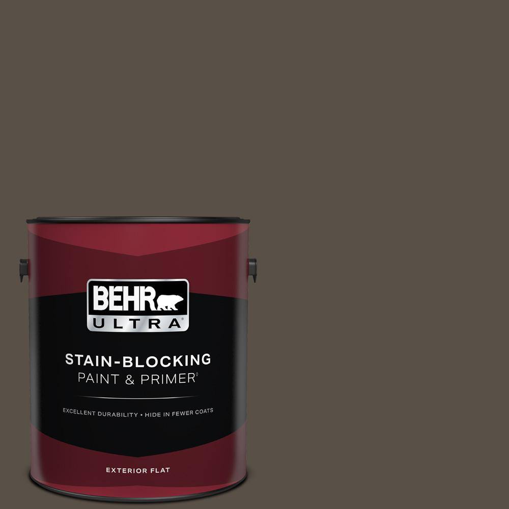 BEHR ULTRA 1 gal. #N360-7 Potting Soil Flat Exterior Paint & Primer ...