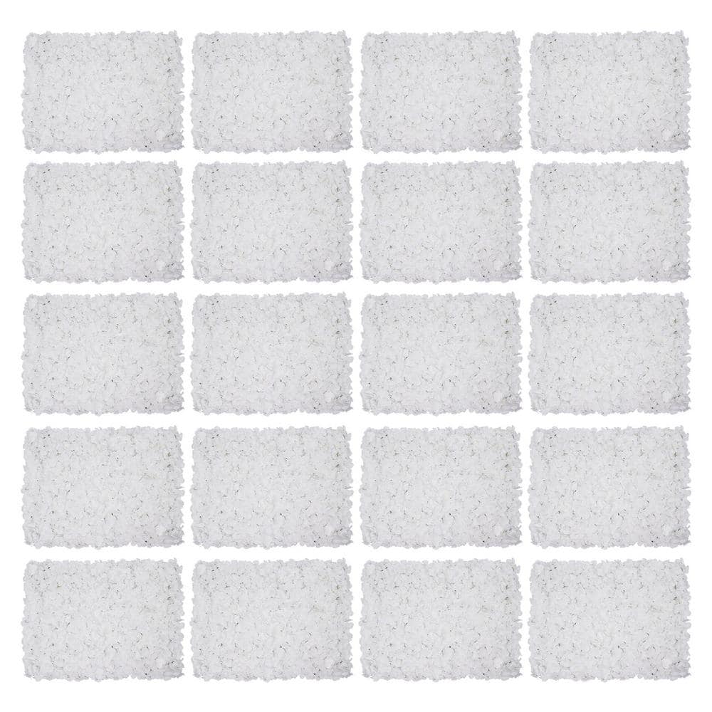 YIYIBYUS 23 .6 in. x 15.7 in. White Artificial Floral Wall Panel Silk ...