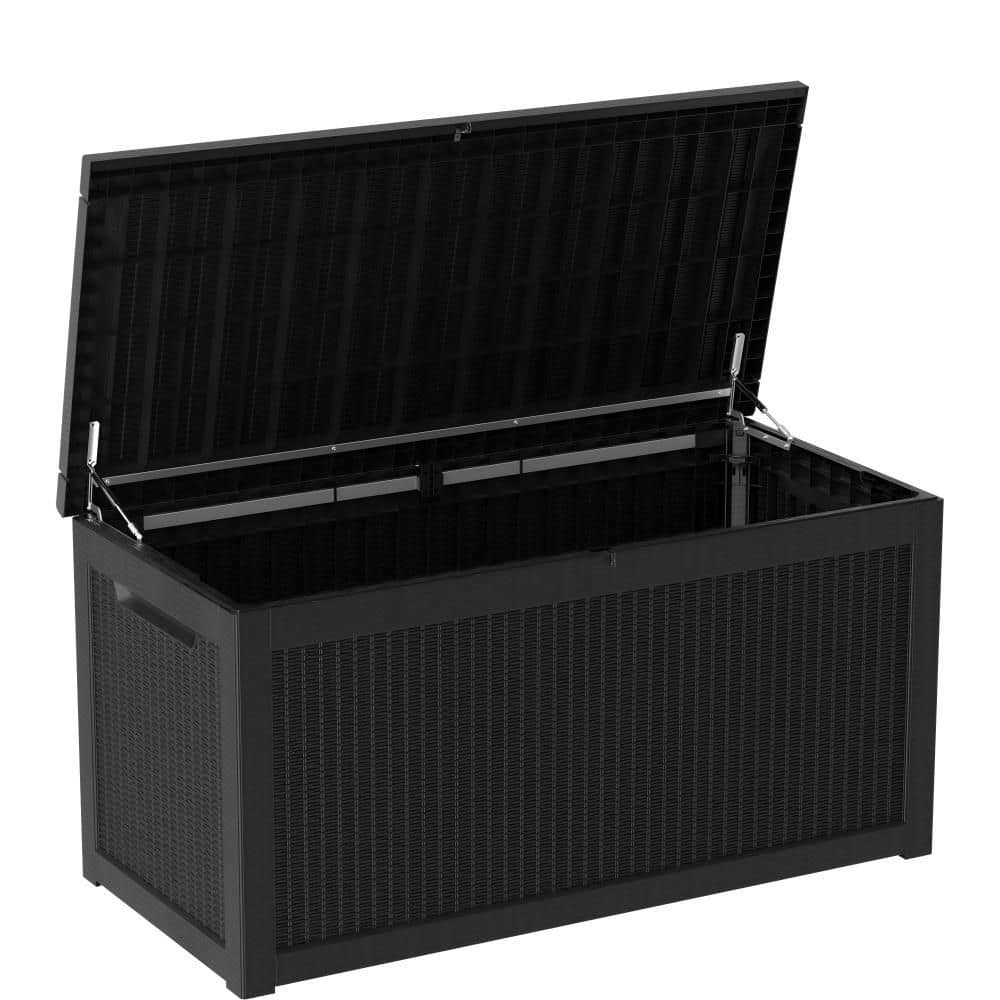 260 gal. Rattan Deck Box-Black DB260GBK-001 - The Home Depot