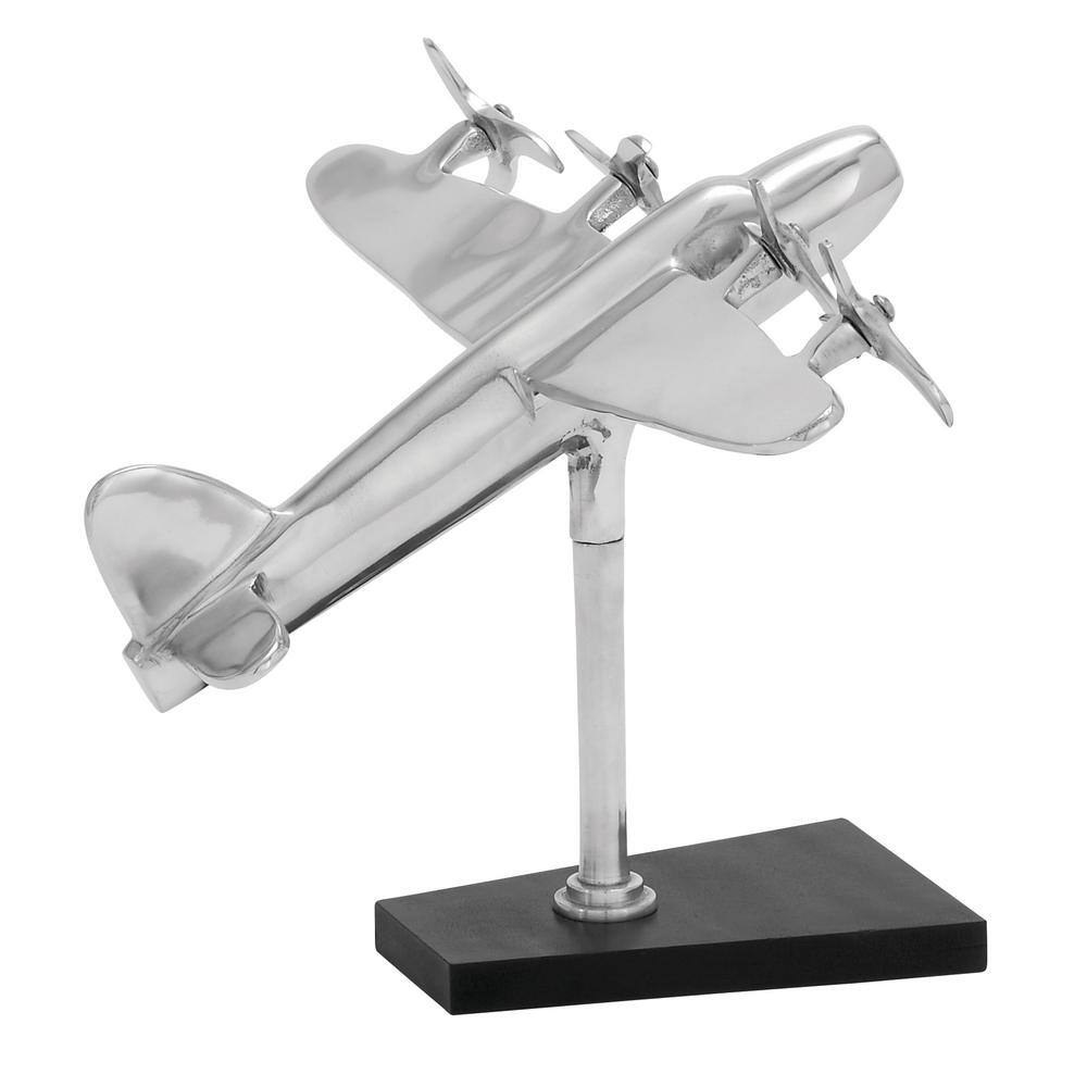 Litton Lane 16 in. x 11 in. Silver Aluminum Airplane Sculpture with ...