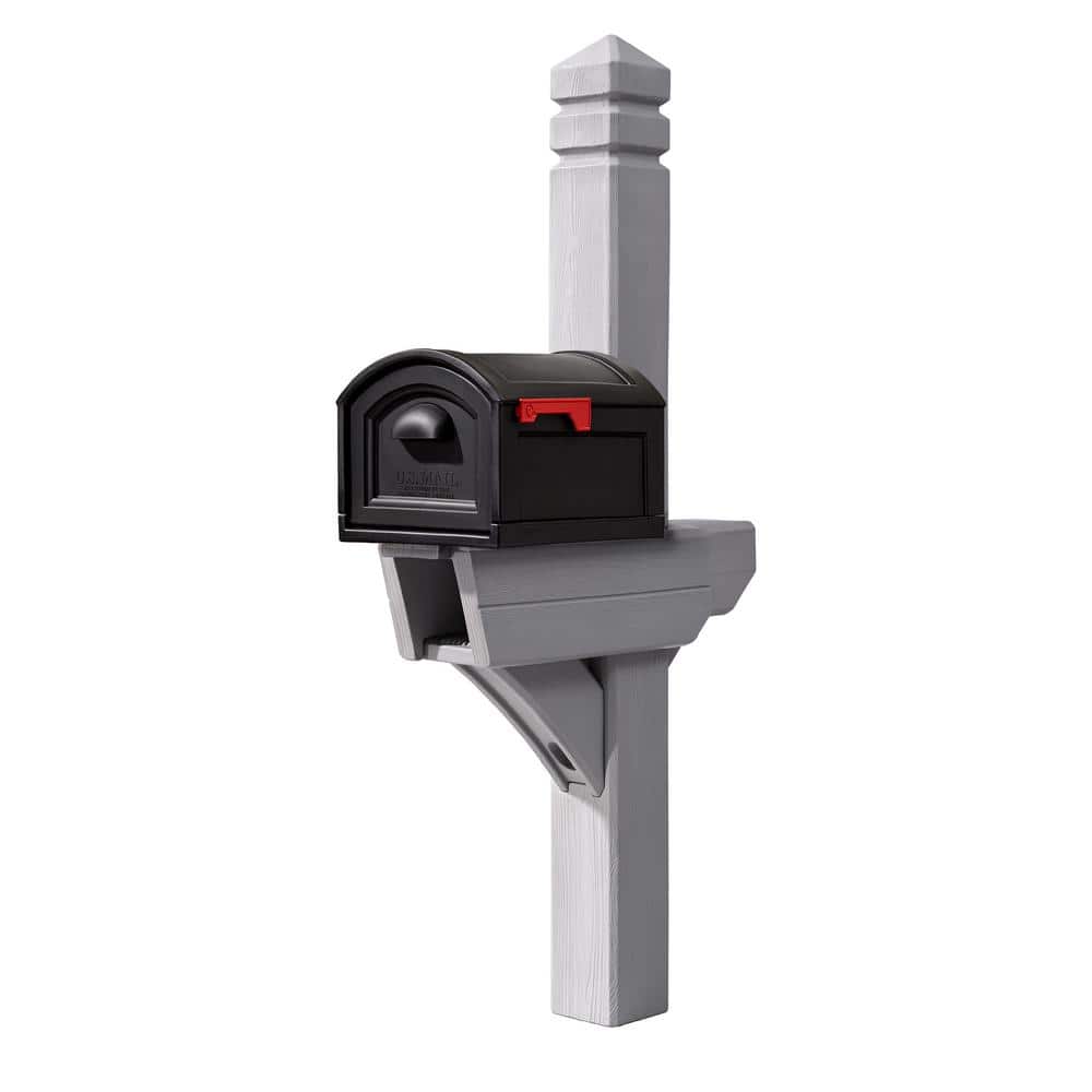 Step2 Highland Weathered Cedar Mail Post and XL Black Mailbox 523000 ...