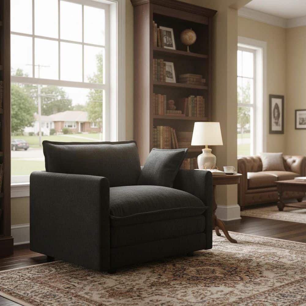 Homy Casa HEAT 41.4 in. Track Arm Chenille Single Seat Sectional Sofa ...