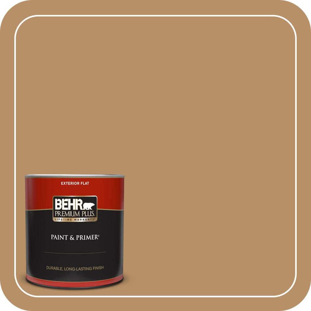 BEHR PREMIUM PLUS 1 qt. #S260-5 Almond Roca Flat Exterior Paint ...