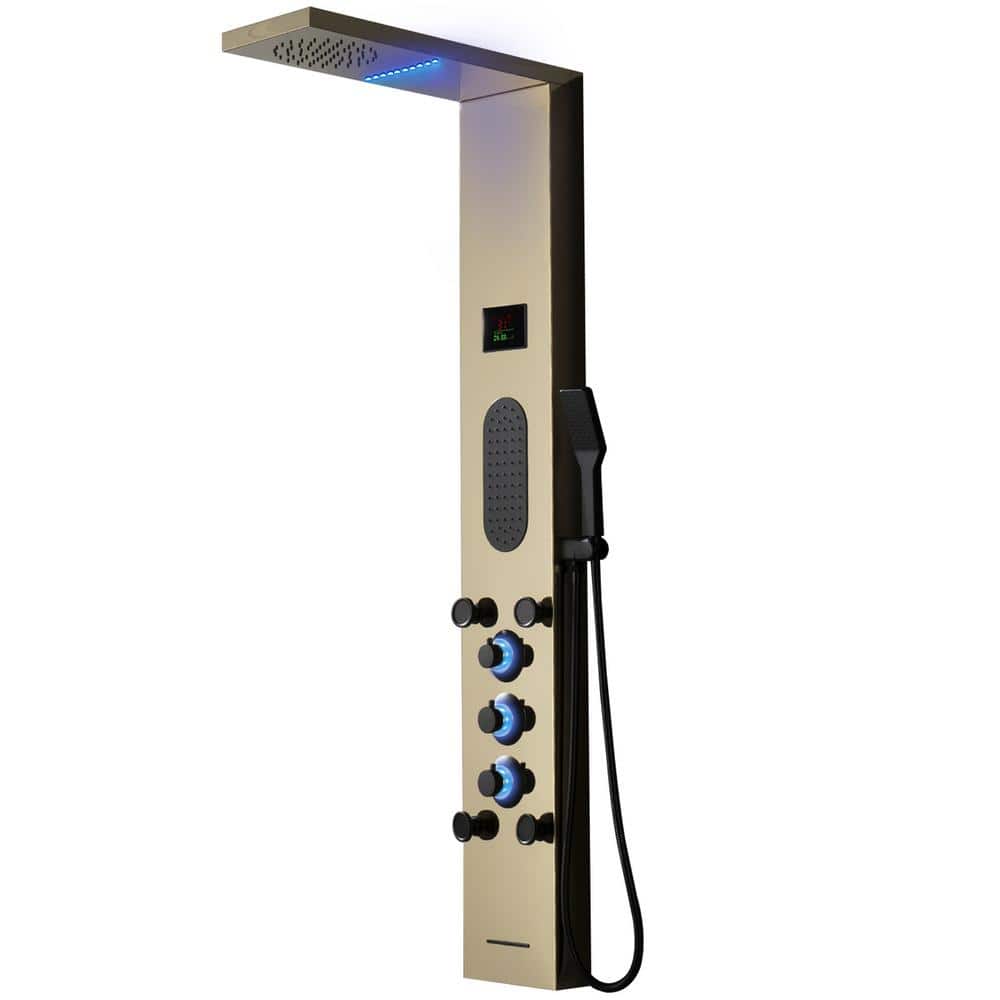 Homemystique 5 In One 5 Jet Shower Panel Tower System With Led Rainfall