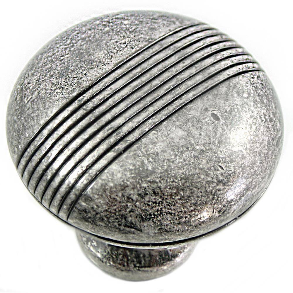 MNG Hardware 2 in. Distressed Antique Silver Striped Knob 13211 - The ...