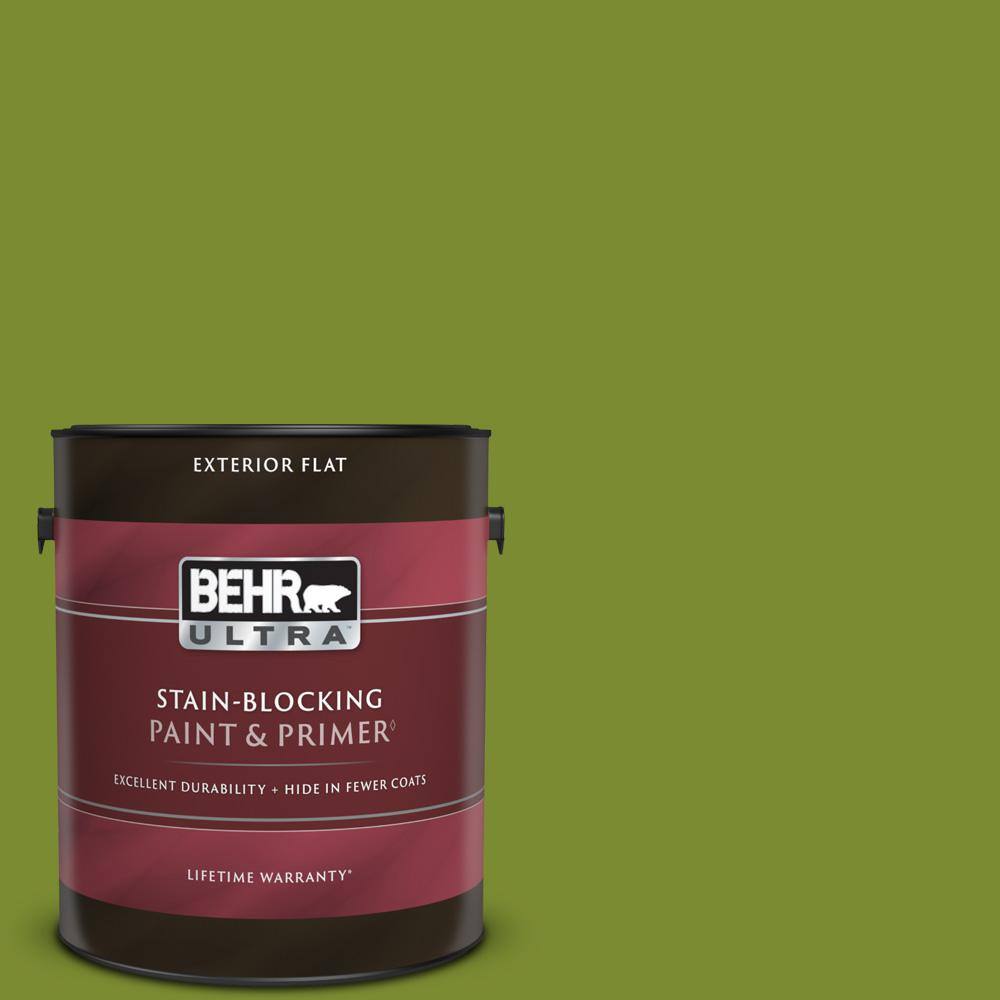 BEHR ULTRA 1 gal. #P360-7 Sassy Grass Flat Exterior Paint & Primer ...