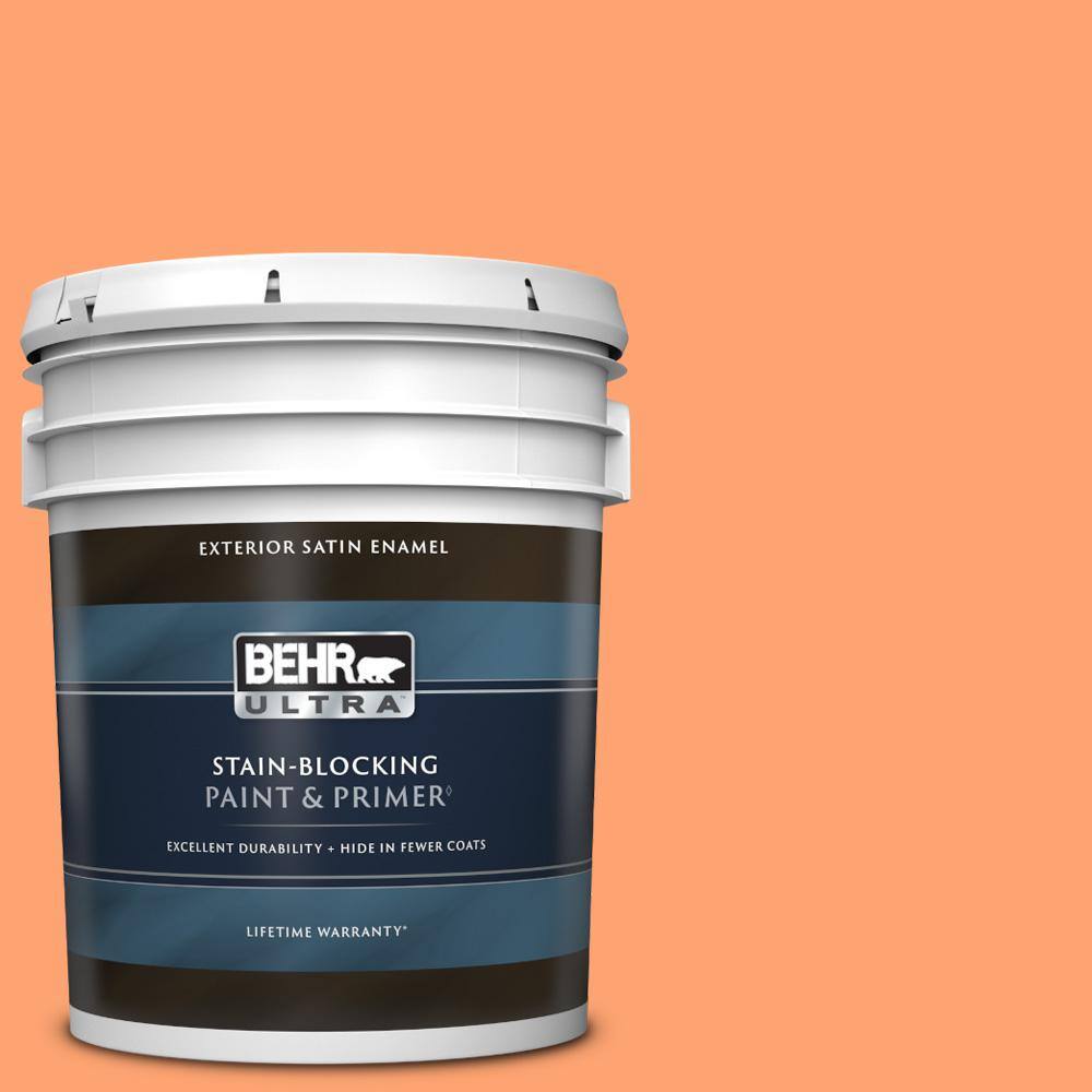 BEHR ULTRA 5 gal. #P210-5 Cheerful Tangerine Satin Enamel Exterior ...