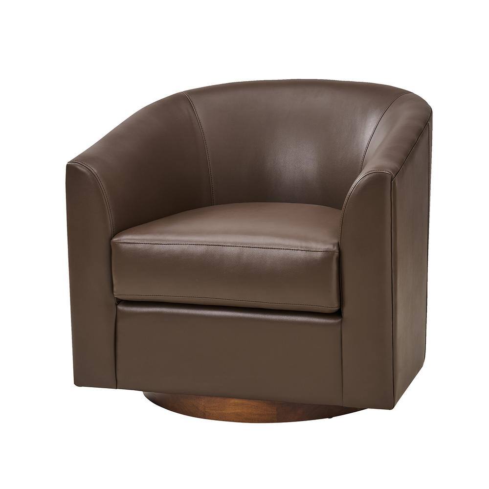 JAYDEN CREATION Meroy 30.5 in. Wide Brown Modern Swivel Barrel Faux ...