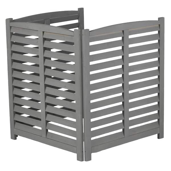 3-Panel 32 in. x 38 in. Wood Garden Fence-Outdoor Air Conditioner Fence ...