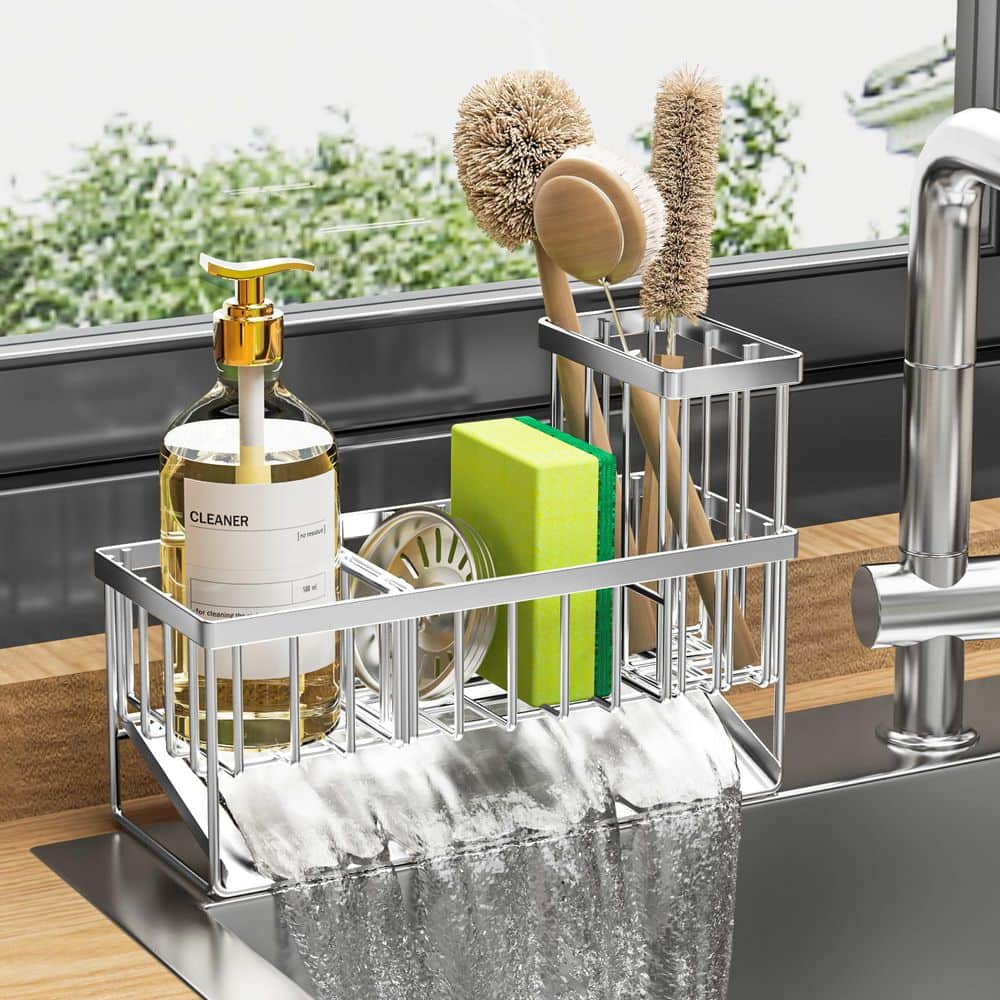 Esepony 304 Stainless Steel Sink Caddy and Sponge Holder with High ...