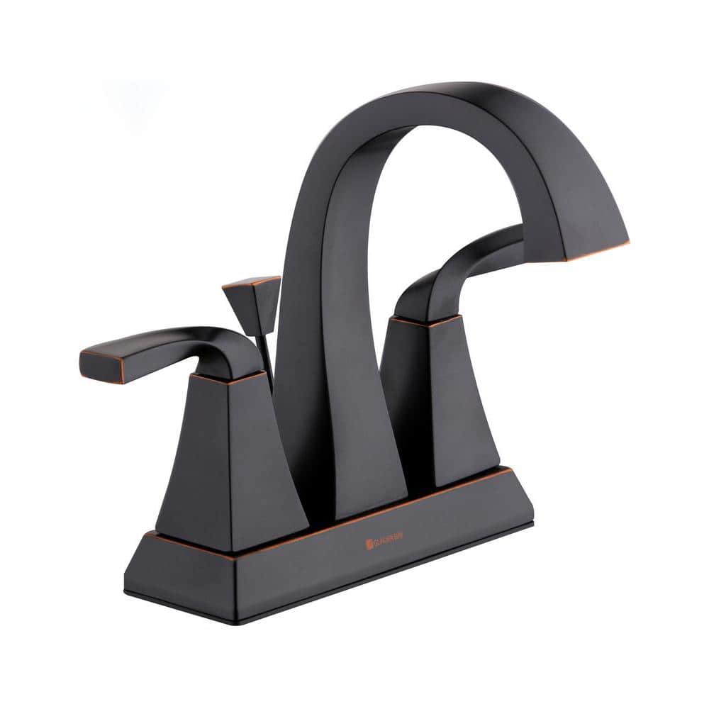 Glacier Bay Leary Curve 4 in. Centerset Double-Handle High-Arc Bathroom ...