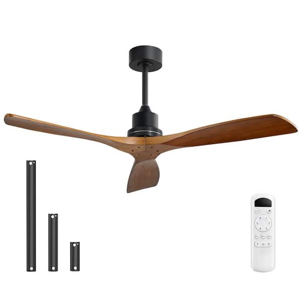 CACI Mall 52 in. Indoor Black Ceiling Fan without Light for Bedroom or ...