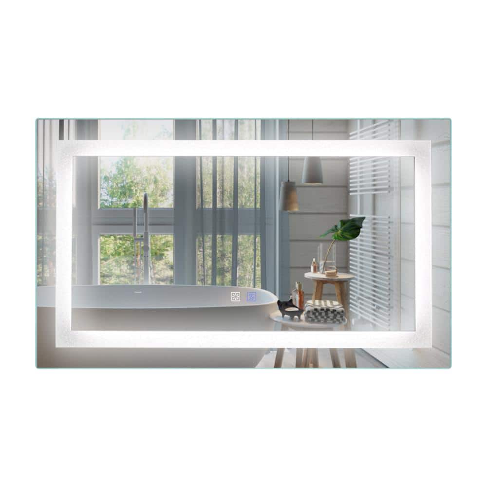 HOMLUX 40 in. W x 24 in. H Rectangular Frameless Crystal LED Light Anti ...