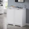VECELO Kitchen Trash Bin Cabinet White MDF 14.96 in. Sideboard Dog ...