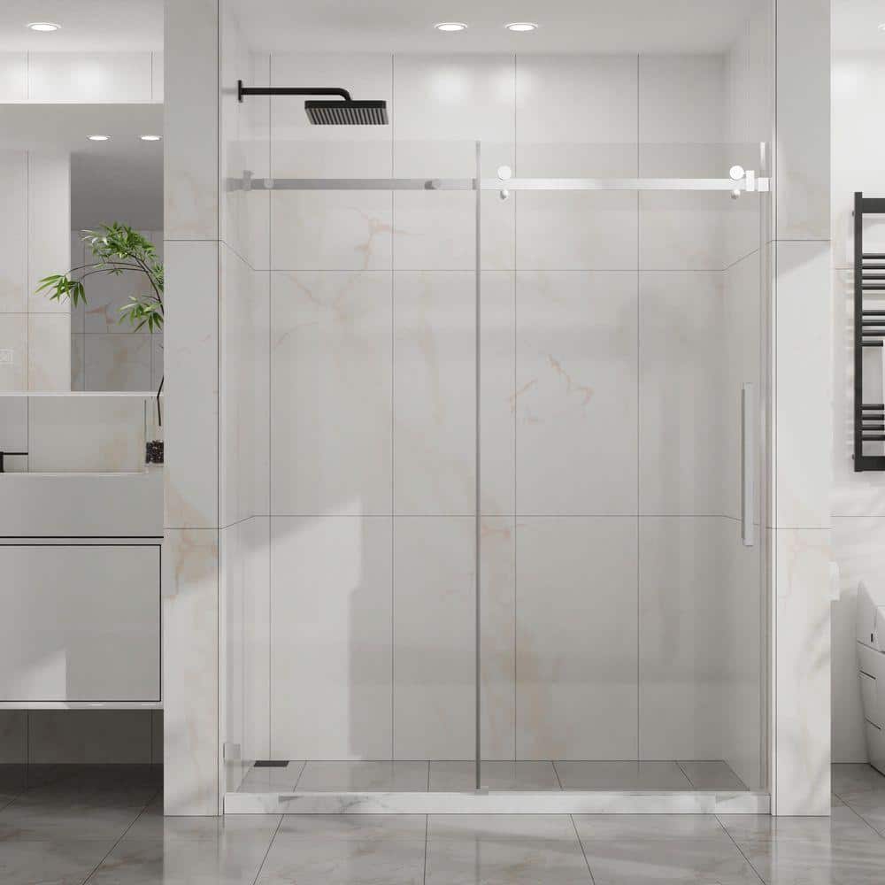 Modland 60 in. W x 72 in. H Sliding Frameless Shower Door in Chrome ...