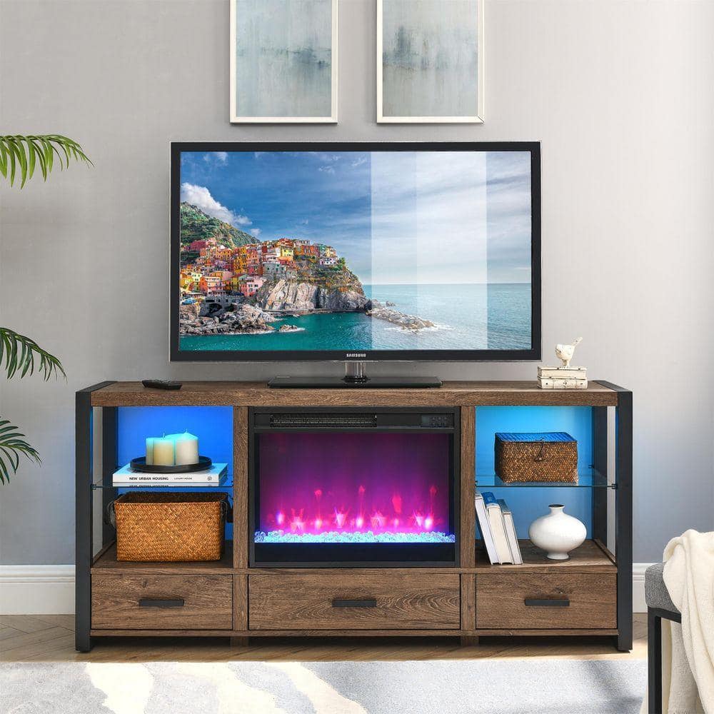 Edendirect 1400W 60 In. Electric Fireplace Media Stand With Sync ...