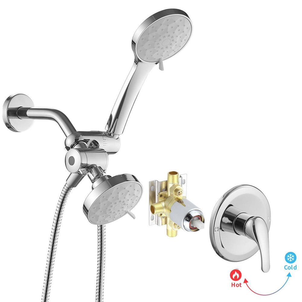 BWE Single-Handle 4-Spray Dual Shower Faucet Set Trim Kit 1.8 GPM with ...