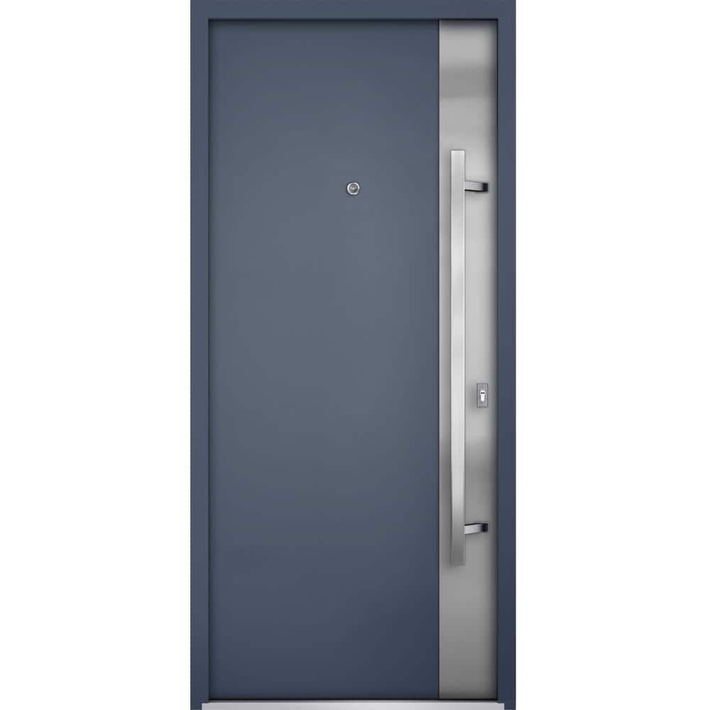 VDOMDOORS 0729 36 in. x 80 in. Left-hand/Inswing Gray Graphite Steel ...