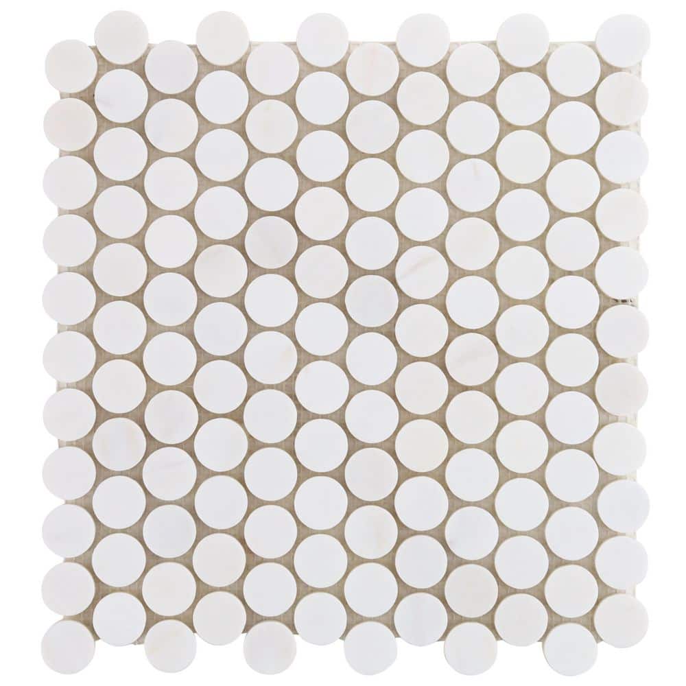 Ivy Hill Tile Bianco Dolomite White 3 in. x 0.37 in. Penny Round ...