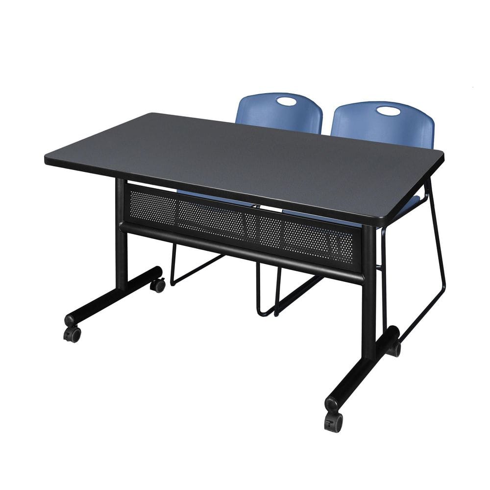 Regency Kobe 48 in x 30 in. Grey Flip-Top Privacy Nesting Table Desk, 2 ...