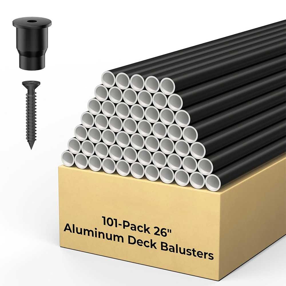 Afoxsos 101-Pack 26 Round Aluminum Deck Balusters Black Staircase ...