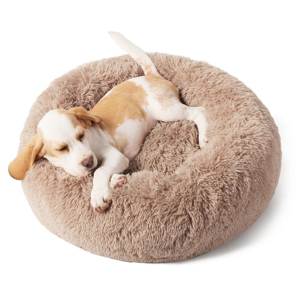 Laybus 23 in. Calming Dog Bed, Donut Washable Small Puppy Bed, Anti ...