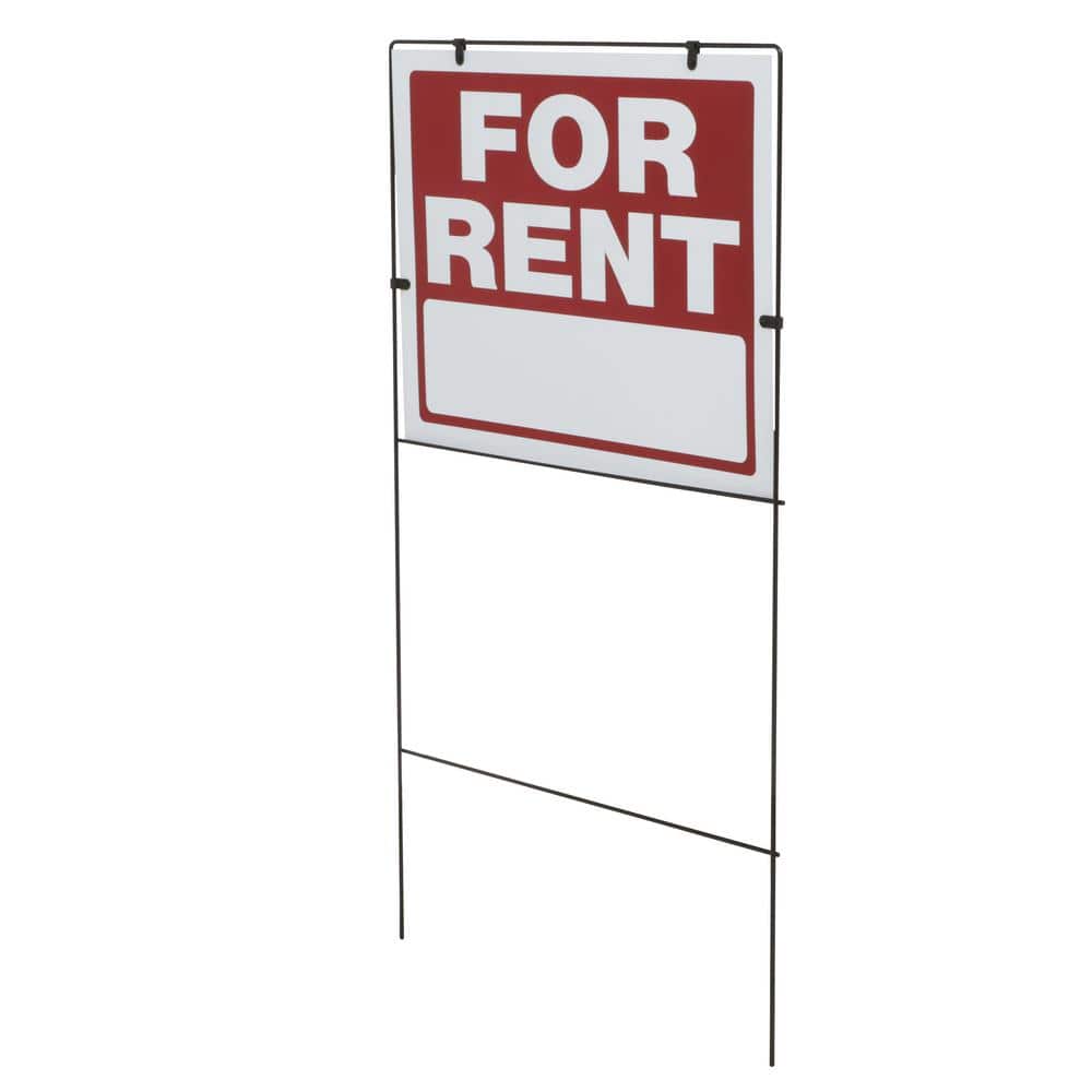 Everbilt 18 in. x 24 in. Plastic for Rent Yard Sign and Holder 31314 ...