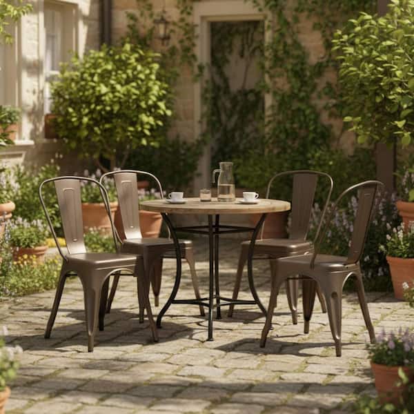 Gun Stackable Metal Outdoor Dining Chair (Set of 4) D0C7KQKFTW - The ...