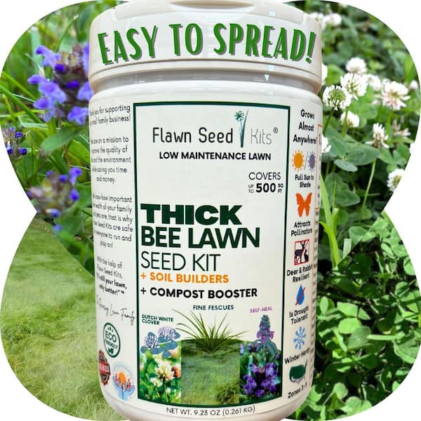 Flawn Seed Kits Thick Bee Lawn Flower Seed, Easy Spread Shaker, Low Mnt ...