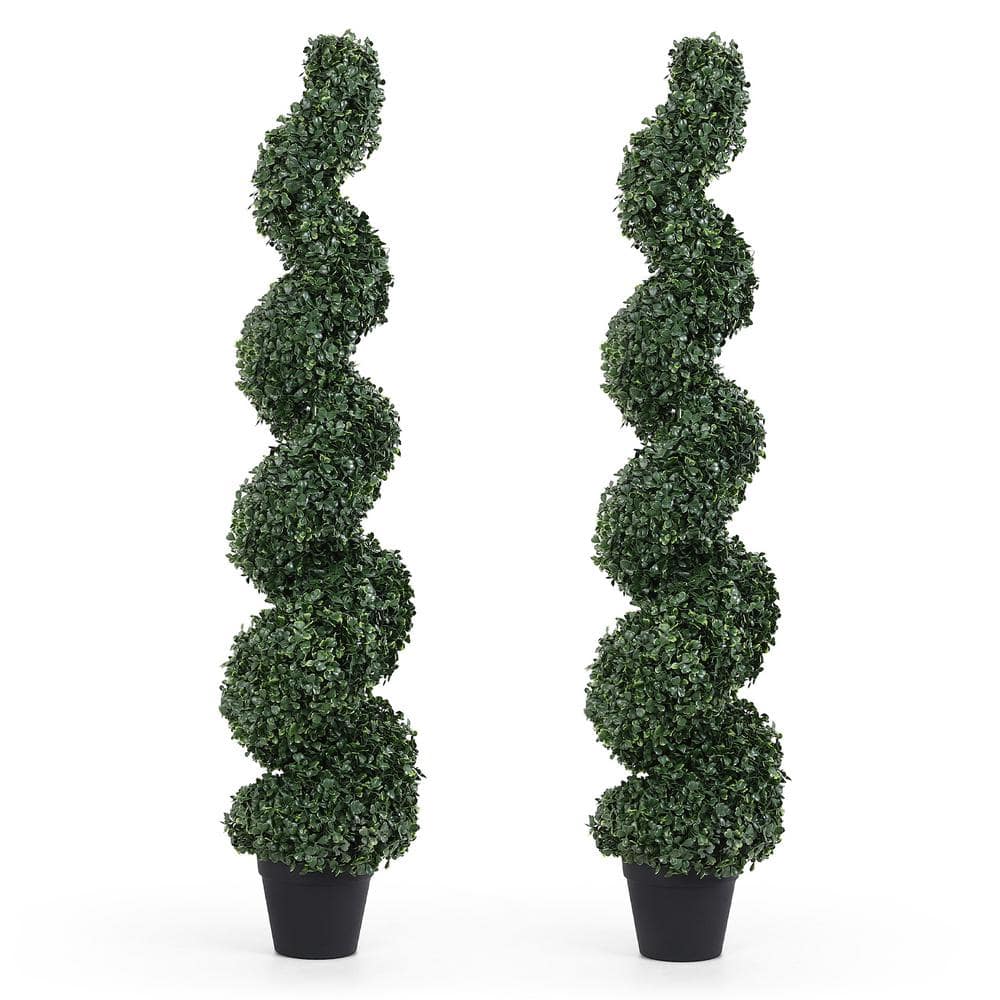poetree 48 in. Green Artificial Boxwood Topiaries in Pot 2-Pack 4CLXSDARK120CM - The Home Depot