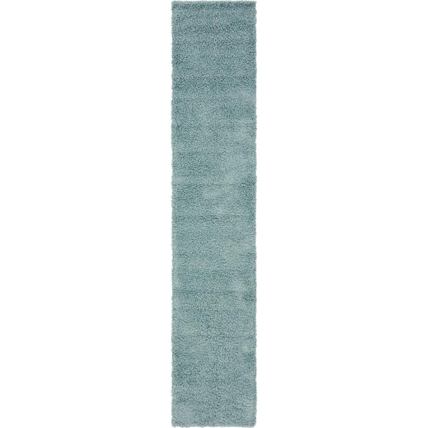 Unique Loom Solid Shag Slate Blue 13 ft. Runner Rug 3140768 - The Home ...