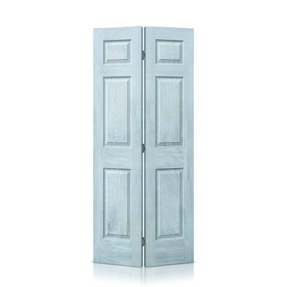 CALHOME 24 in. x 80 in. Vintage Denim Blue Stain 6 Panel MDF Composite ...
