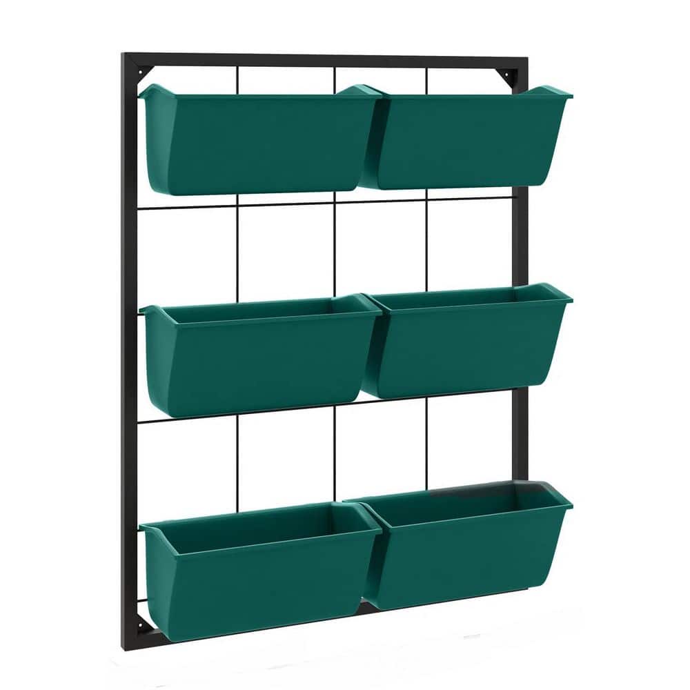 AOPSPS Outsunny 3-Tier Plastic Wall Planter Green with 6 Pots Hanging ...