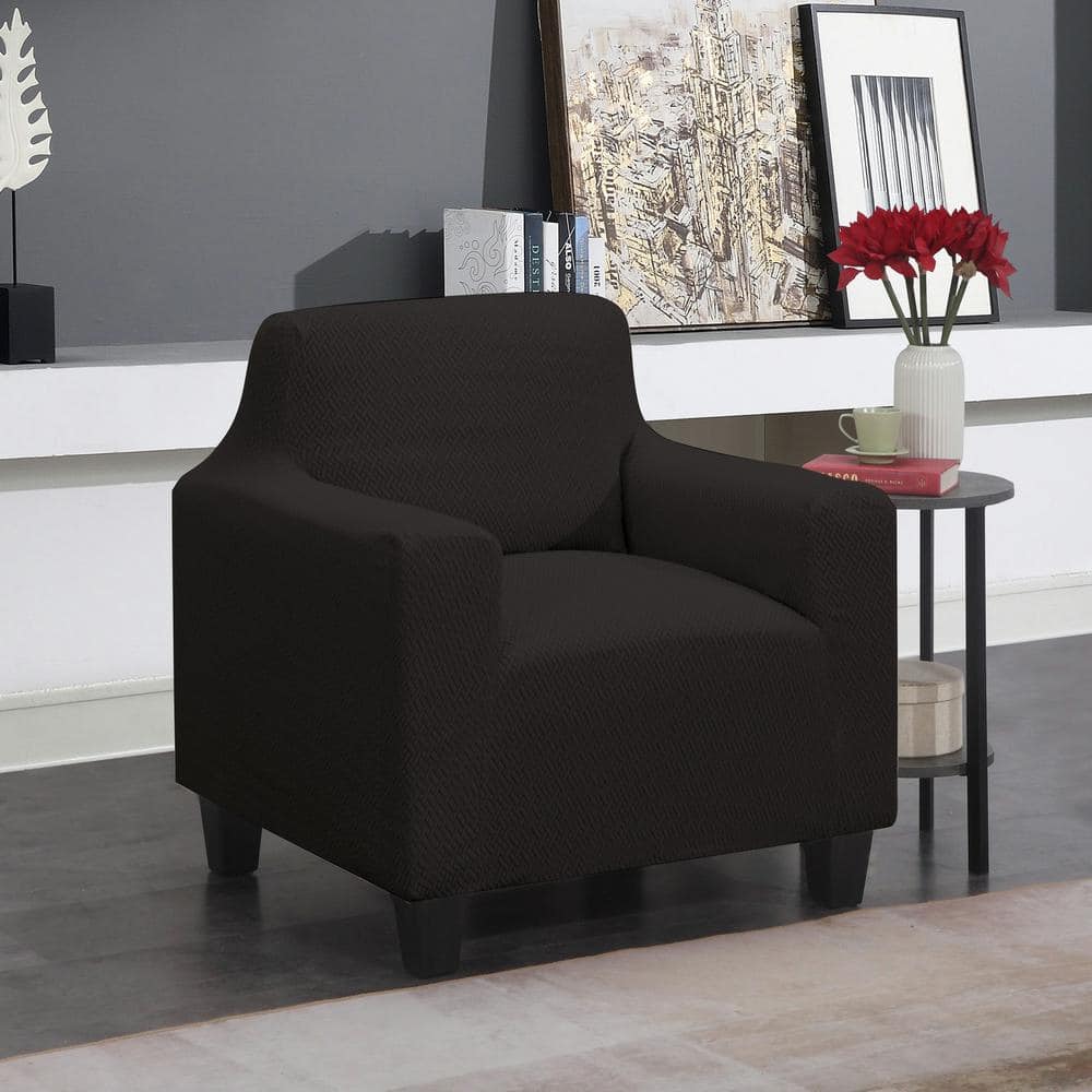 J&V TEXTILES Black Microfiber Super Stretch Water Resistant Chair ...