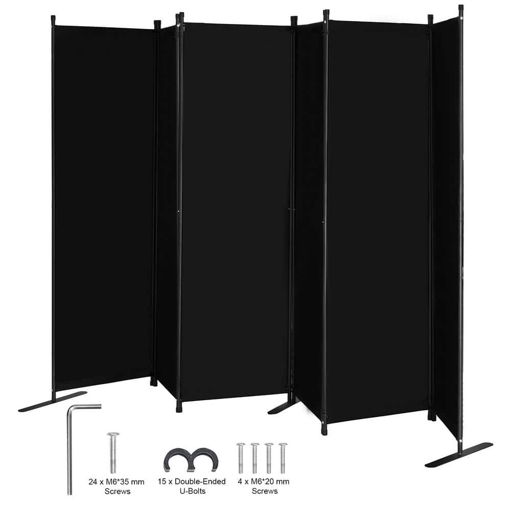 SVOPES 6 Panel Room Divider, Black Polywire for Privacy Folding Screen ...